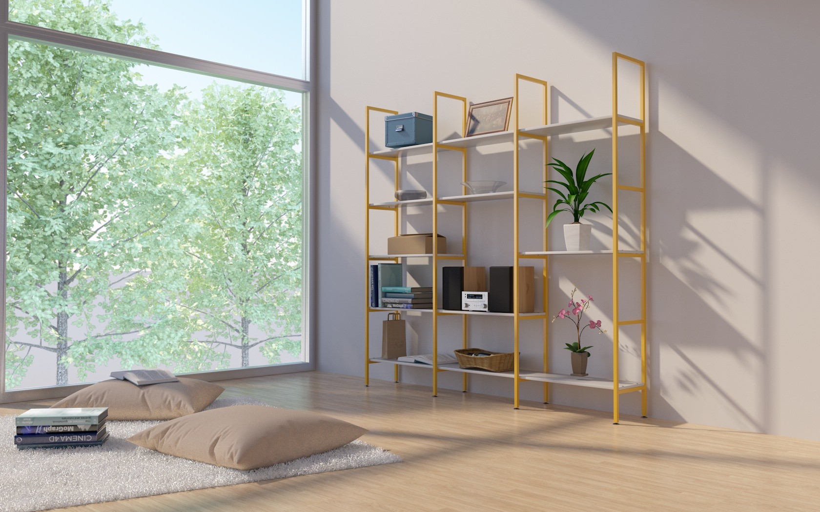 4개의 층 전시 선반 저장 조직자를 가진 12개의 선반 산업 사다리 코너 책장